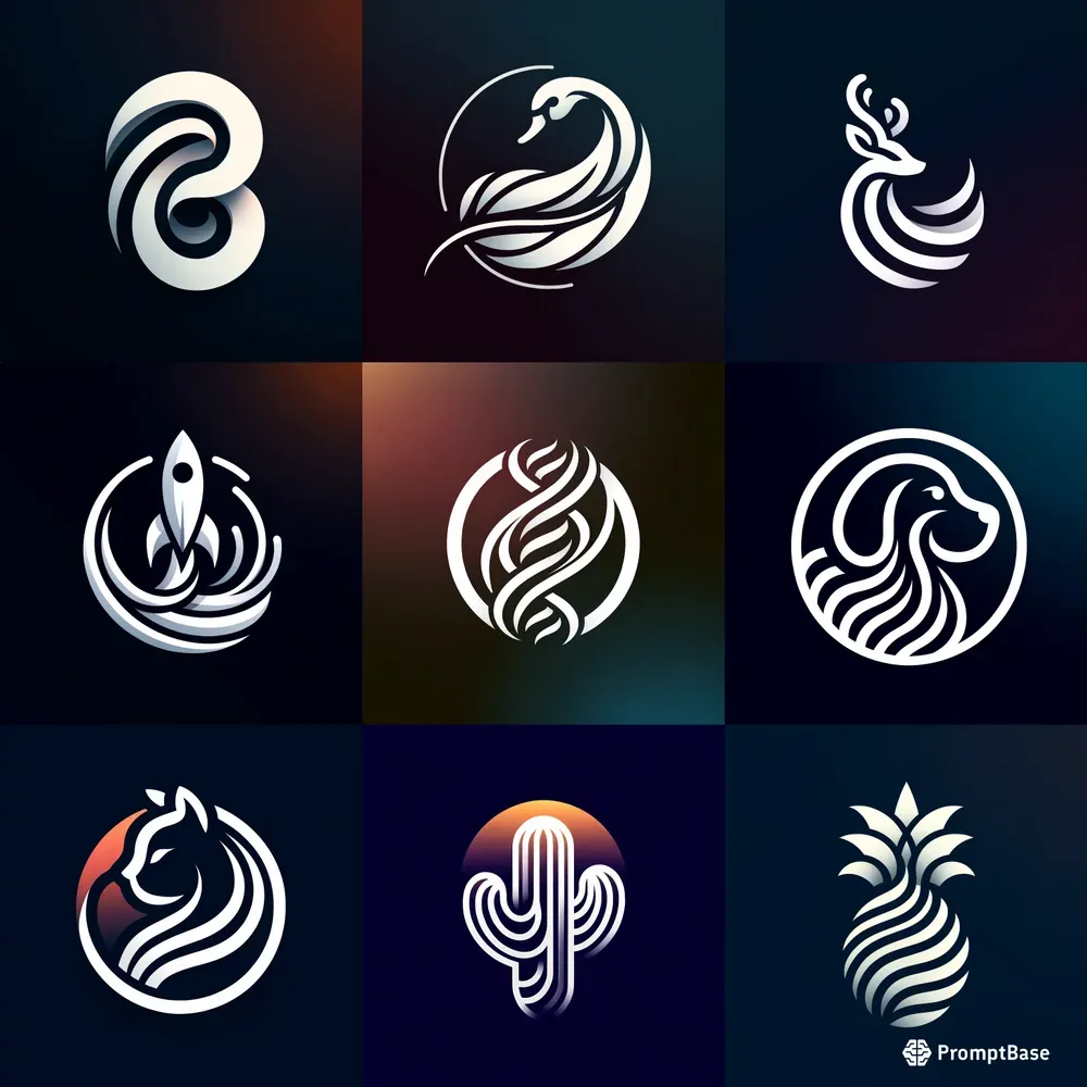 Modern Flowing Lines Vector Logos DALL·E Prompt | PromptBase