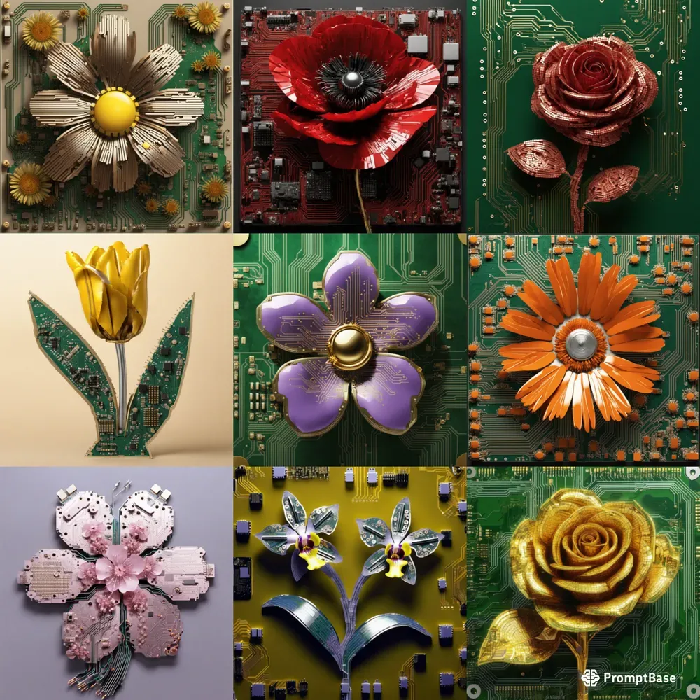 Circuit Board Flowers Stable Diffusion Prompt | PromptBase