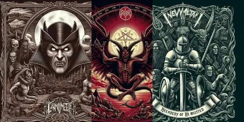 Heavy Metal Album Cover Line Art Generator App | PromptBase