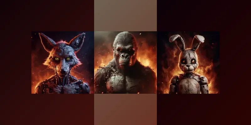 Menacing Wornout Animatronic Character Generator App | PromptBase