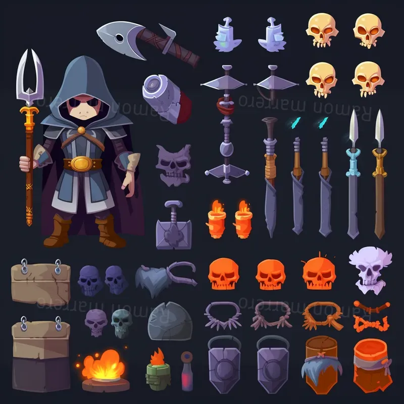 Premium 2D Character Sets For Videogames Midjourney Prompt | PromptBase