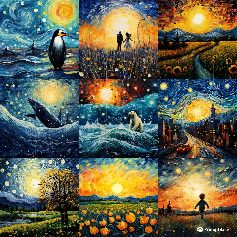 Vincent Van Gogh Digital Art Style Midjourney Prompt | PromptBase