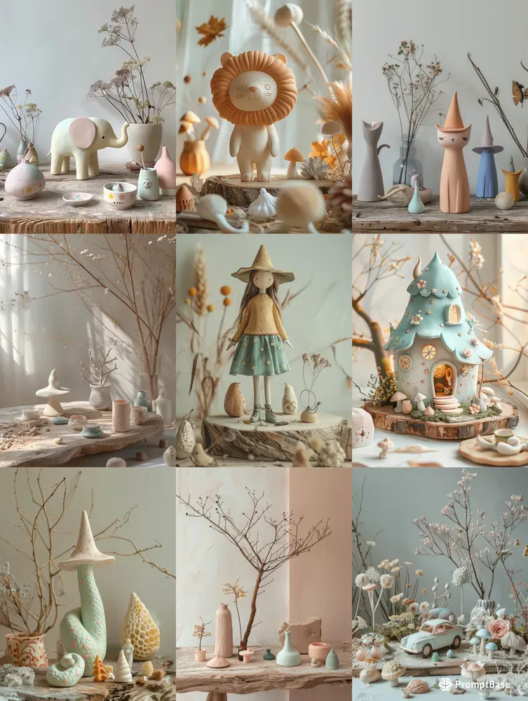 Minimalist Setups Clay Art Midjourney Prompt | PromptBase