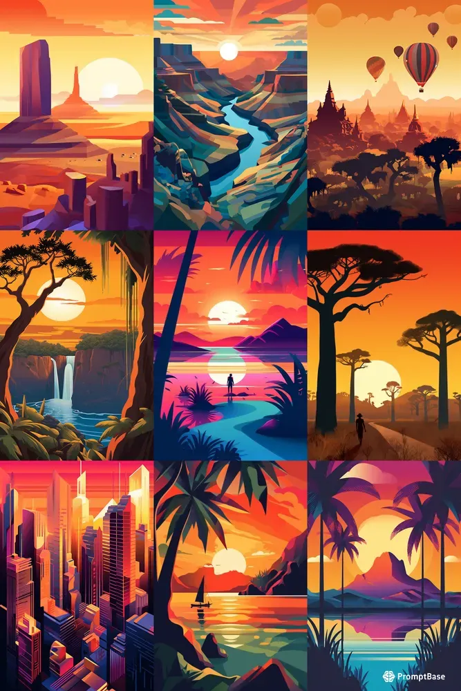 Beautiful Vibrant Svg 2D Posters Midjourney Prompt | PromptBase