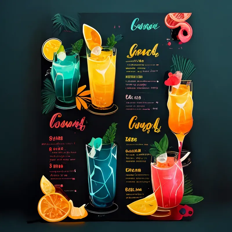 Food And Drink Menu Designs Midjourney Prompt | PromptBase