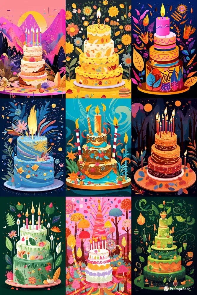 Happy Birthday Cakes Midjourney Prompt | PromptBase