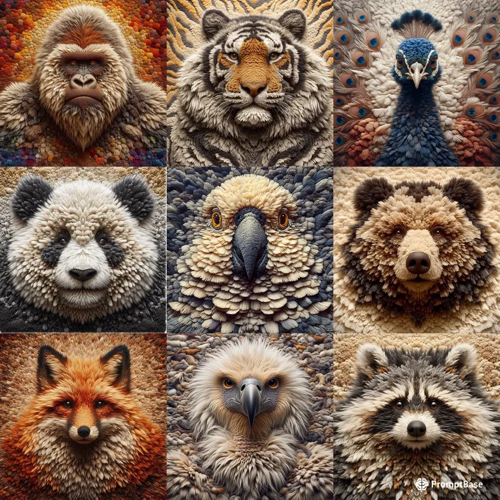 Surreal Fur Animal Mosaics DALL·E Prompt | PromptBase