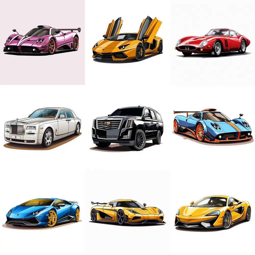 Clean Accurate Super Cars Vectors Midjourney Prompt | PromptBase