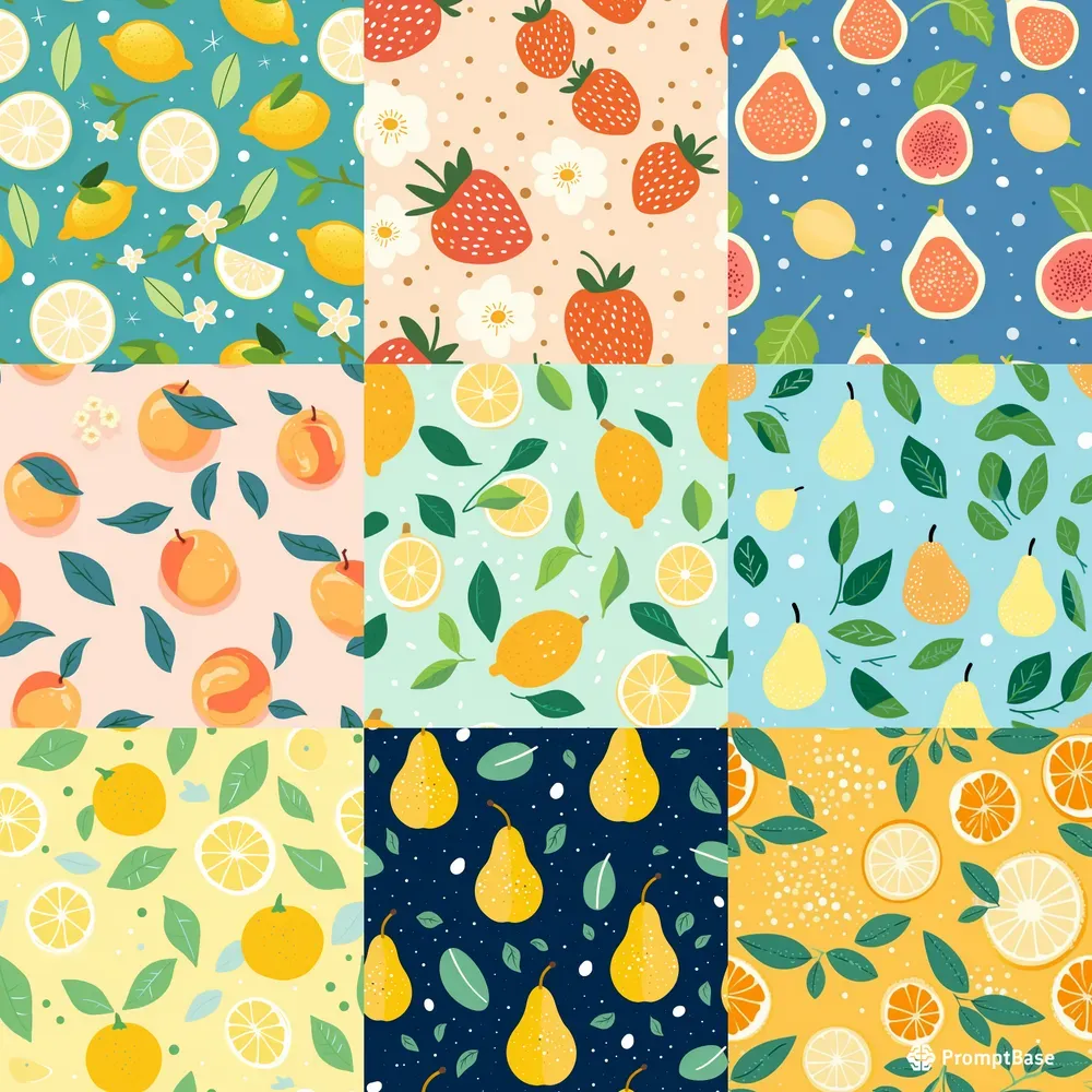 Colorful Fruit Seamless Patterns Prompt | PromptBase