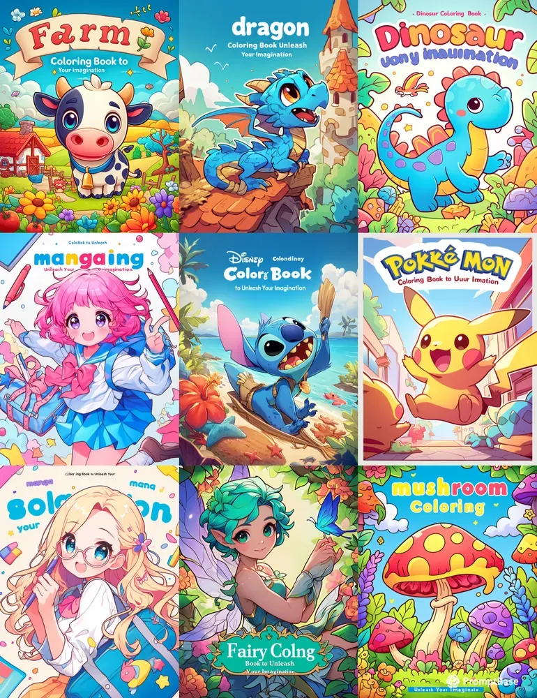 Coloring Book Covers For Kids Midjourney Prompt | PromptBase