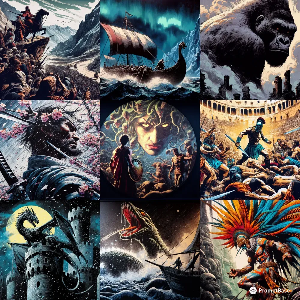 Graphic Novel Art Historic Mythicals DALL·E Prompt | PromptBase