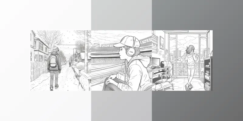 Lofi Music Animated Teen Coloring Pages Midjourney Prompt | PromptBase