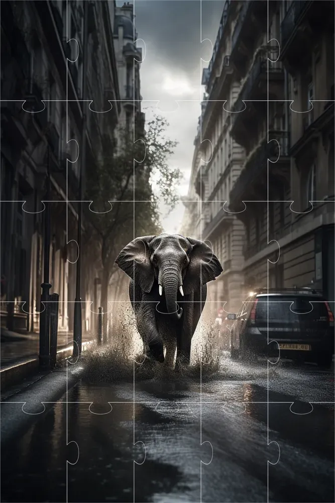 Dramatic Photos Of Animals In Cities Midjourney Prompt | PromptBase