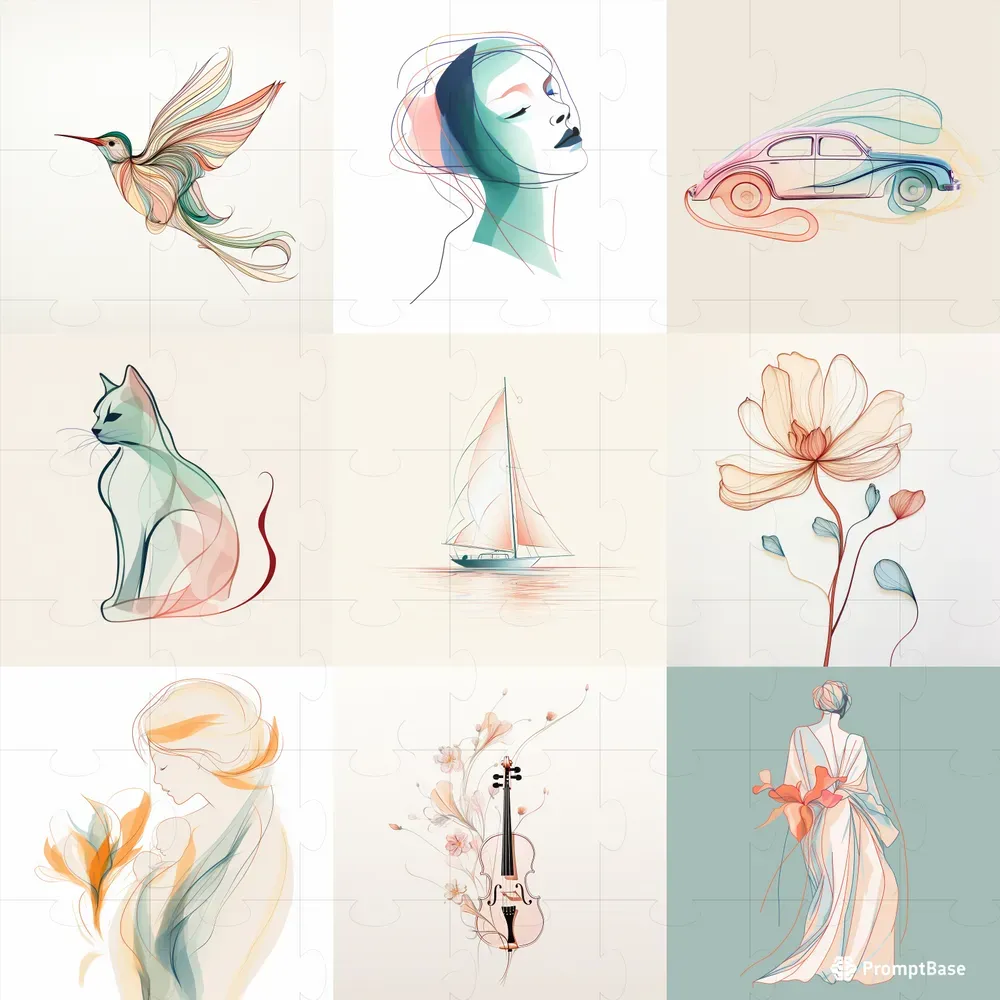 Beautiful One Line Drawing Midjourney Prompt | PromptBase