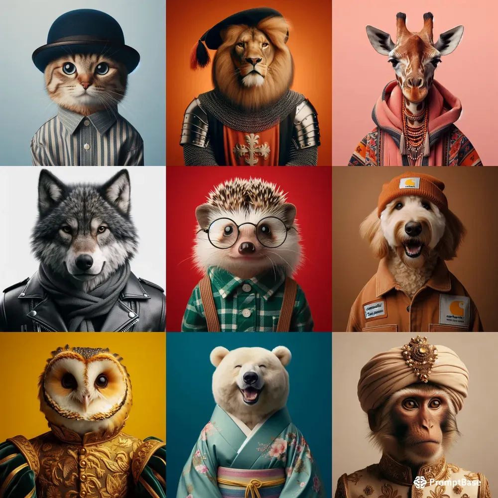 Anthropomorphic Animals Portraits DALL·E Prompt | PromptBase