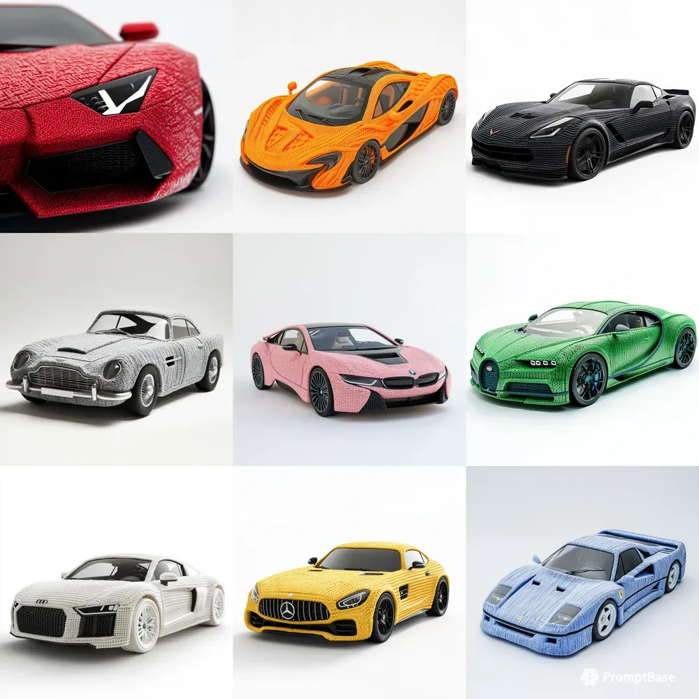 Knitted Luxury Car Models Midjourney Prompt | PromptBase