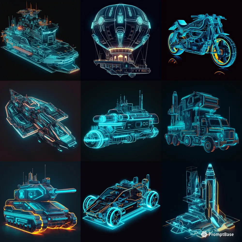 Vr Transportation Hologram Models Midjourney Prompt | PromptBase