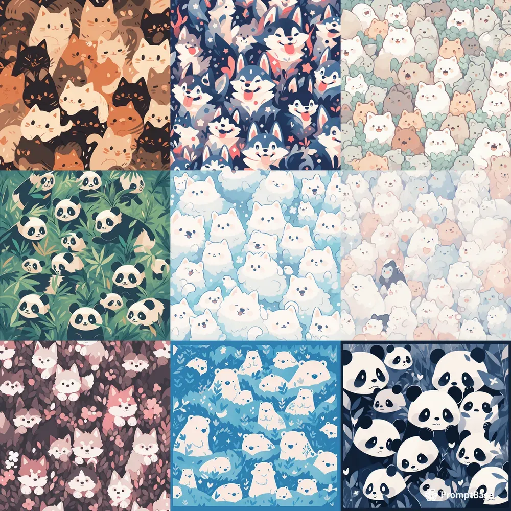 Cute Animal Minimalism Patterns Midjourney Prompt | PromptBase