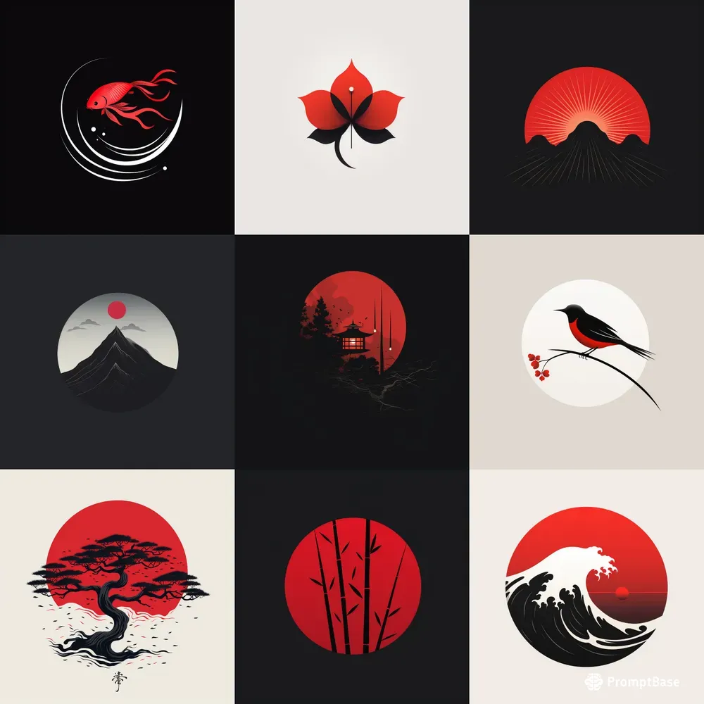 Minimal Japanese Logos Midjourney Prompt | PromptBase