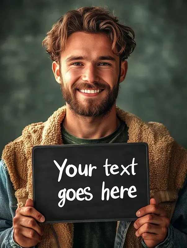 Realistic Portrets Holding Text Signs Midjourney Prompt | PromptBase