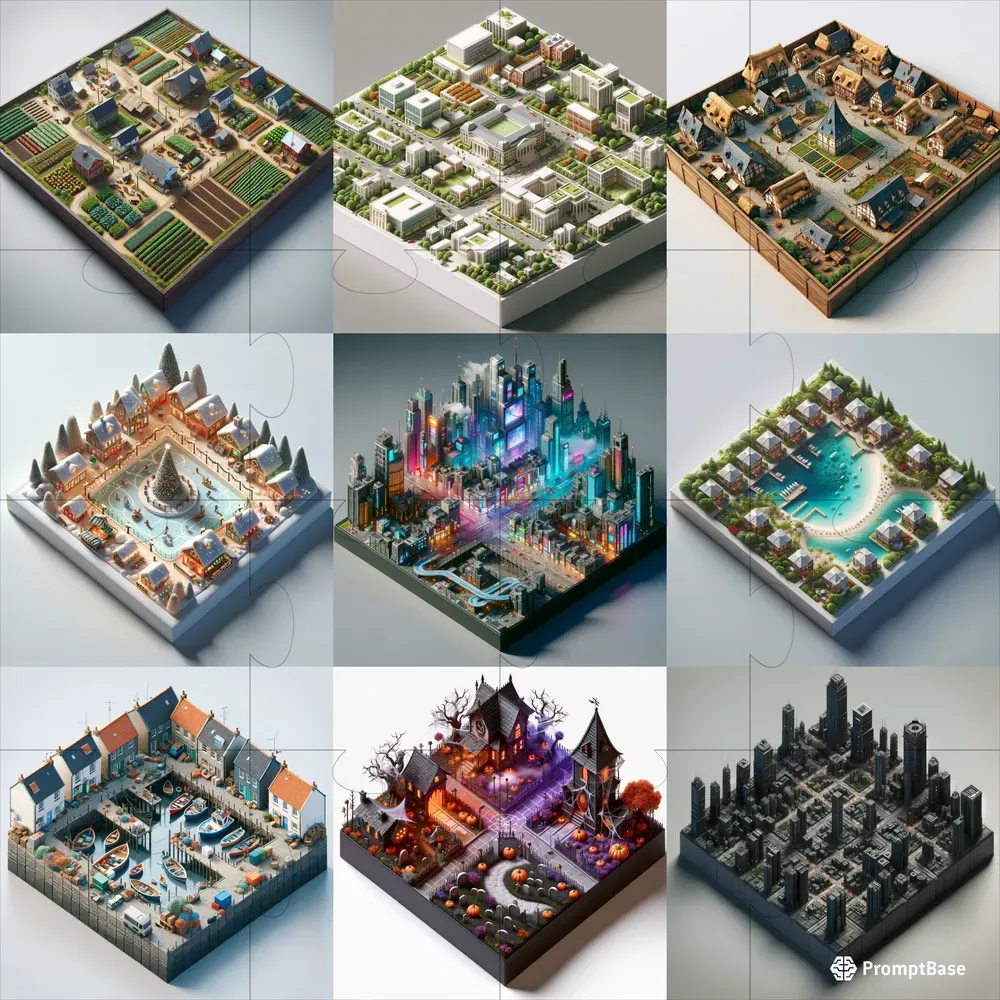 3D Settlement Models DALL·E Prompt | PromptBase