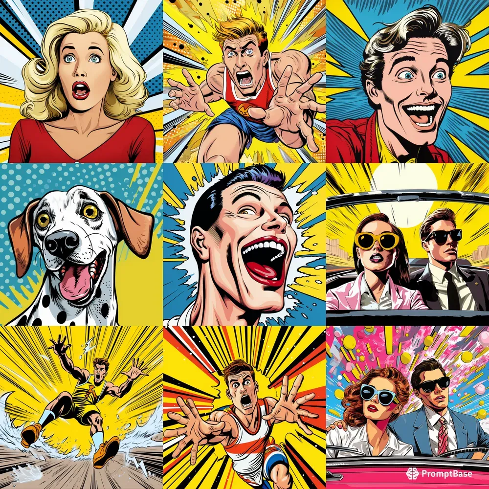 Lichtenstein Pop Art Portraits Midjourney Prompt | PromptBase