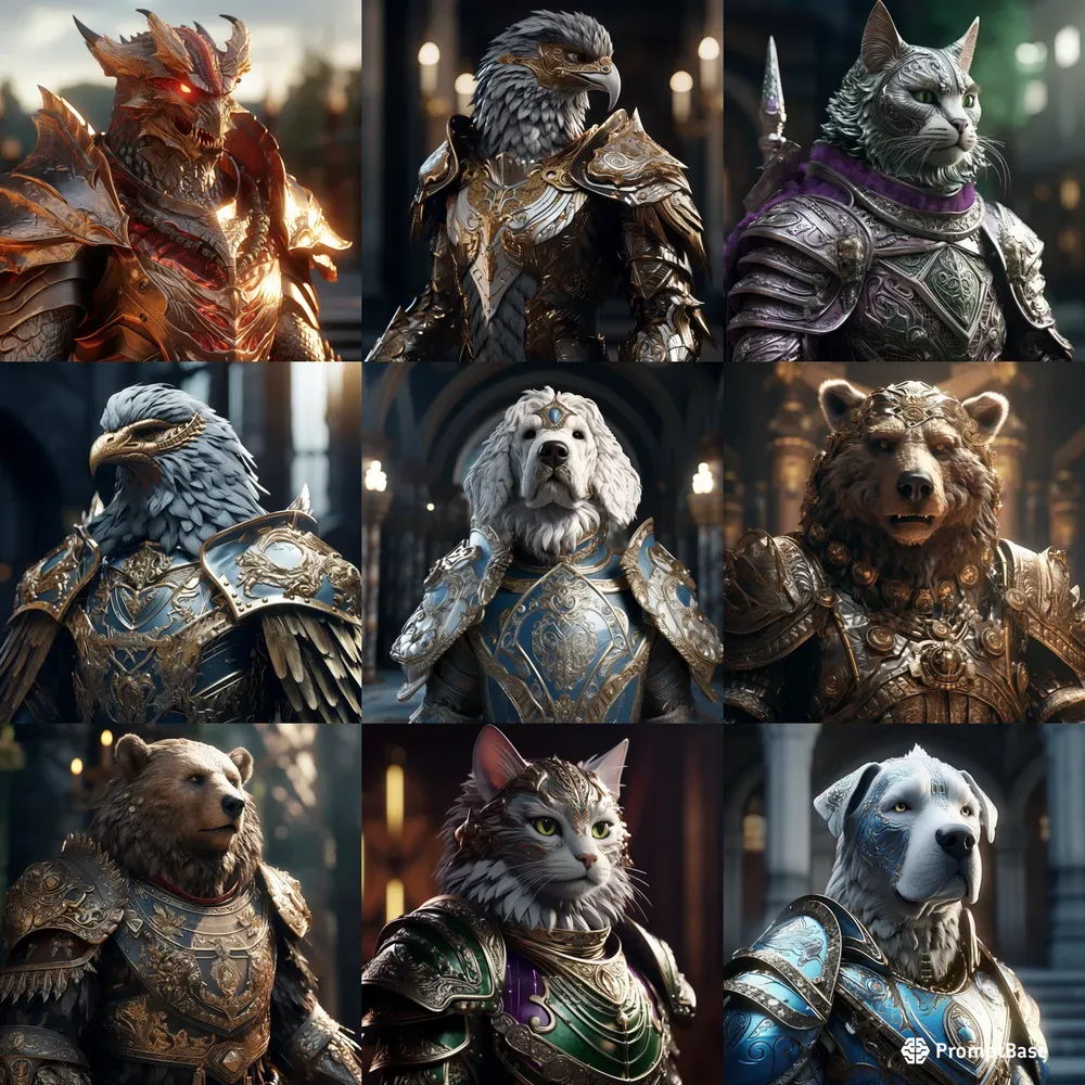 Super Real Animal Knights Midjourney Prompt | PromptBase