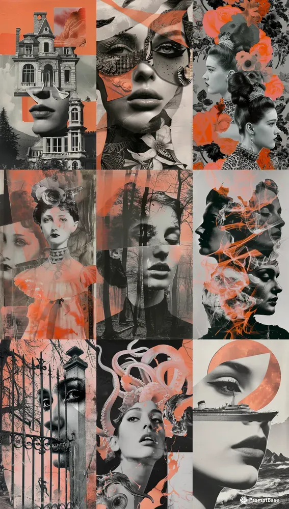 Visage Remix Collages Midjourney Prompt | PromptBase