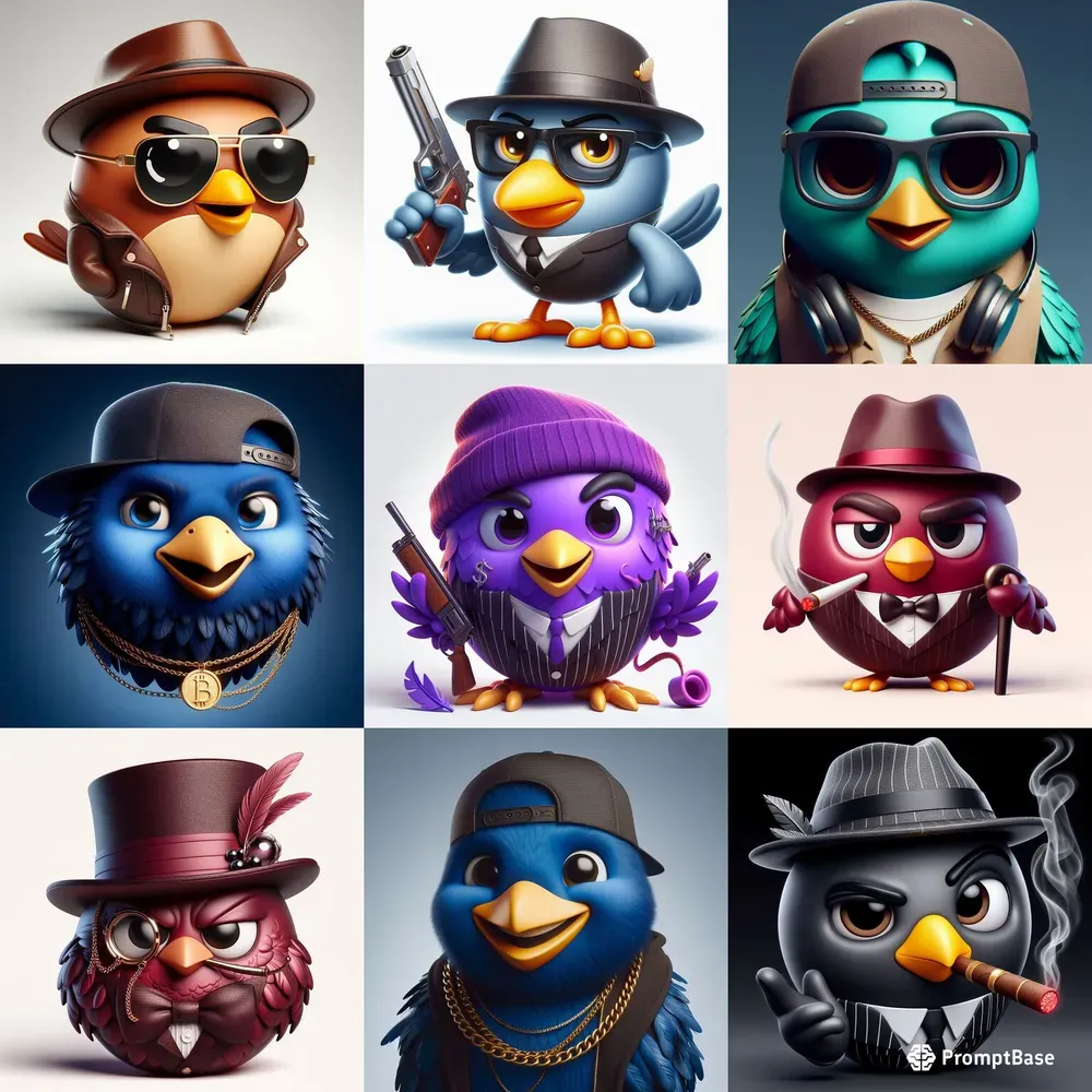 3D Gangster Bird Emojis DALL·E Prompt | PromptBase
