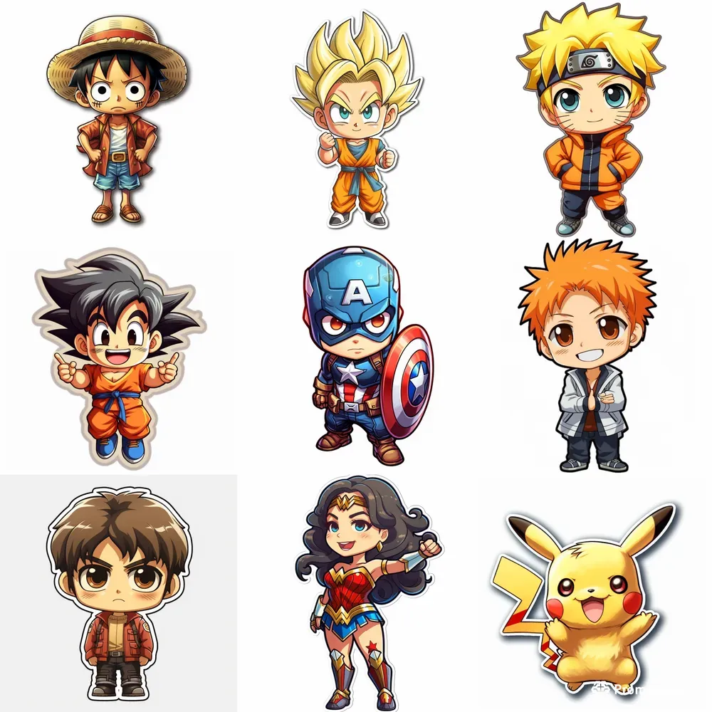 Anime Characters Stickers Midjourney Prompt | PromptBase