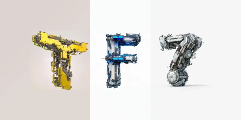 Colorful Tech Mech Style Letters Numbers DALL·E Prompt | PromptBase