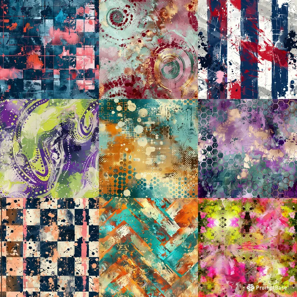 Vibrant Splatter Patterns Midjourney Prompt | PromptBase
