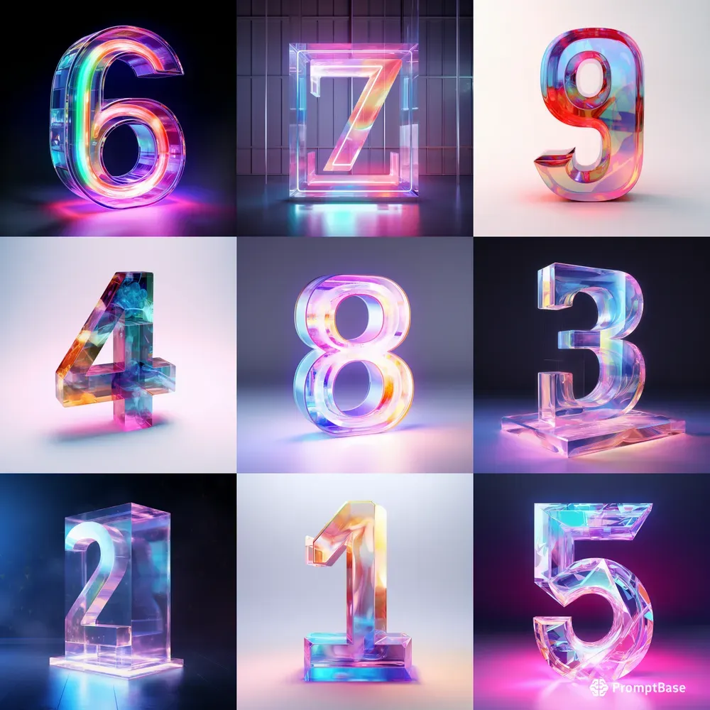 3D Numbers With Frosted Glass Effects Midjourney Prompt | PromptBase