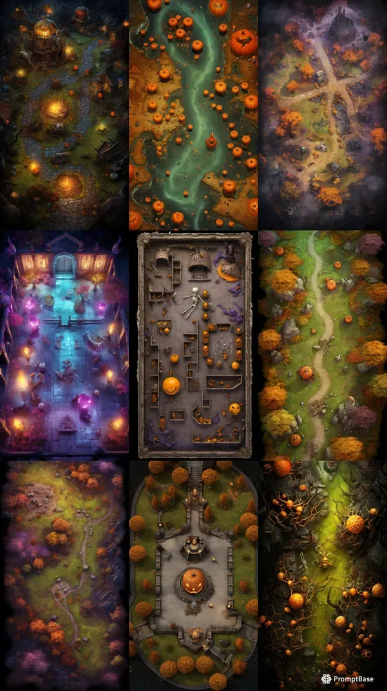 Halloween Dungeons And Dragons Maps Midjourney Prompt | PromptBase