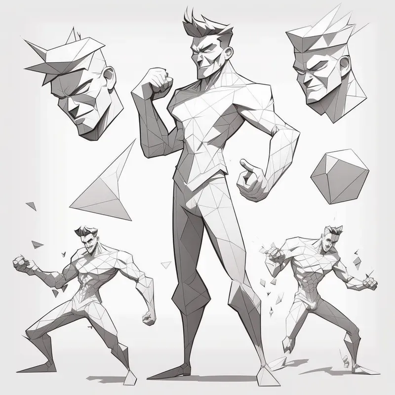 Polygon Character Coloring Pages Midjourney Prompt | PromptBase