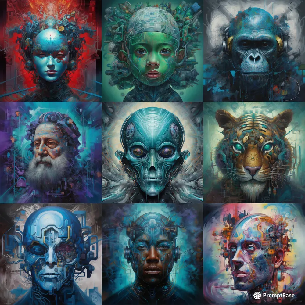 Robotic Post Modern Portraits Midjourney Prompt | PromptBase