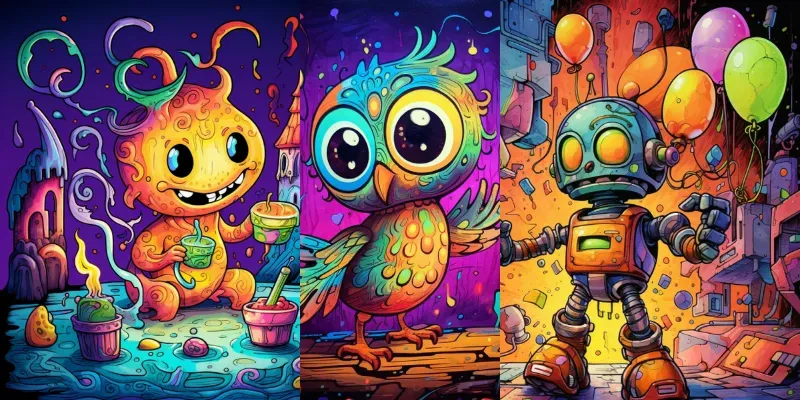 Vibrant Cartoon Art Midjourney Prompt | PromptBase