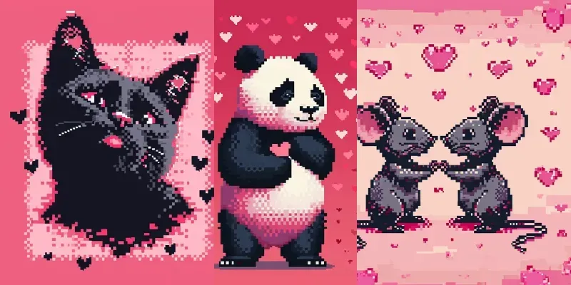 Romantic Pixel Art For Valentines Day Midjourney Prompt | PromptBase