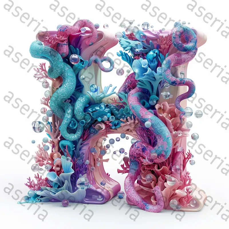 Vibrant Underwater Coral Letters Midjourney Prompt | PromptBase