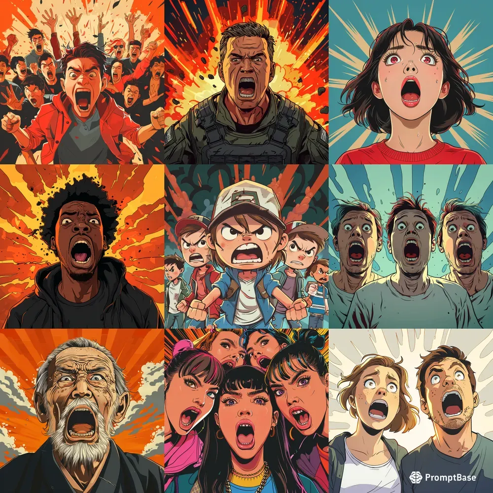 Vector Art Screaming Cartoon Style Midjourney Prompt | PromptBase
