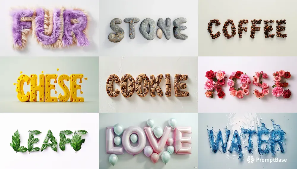 Stylized Titles Typography With Textures Midjourney Prompt | PromptBase