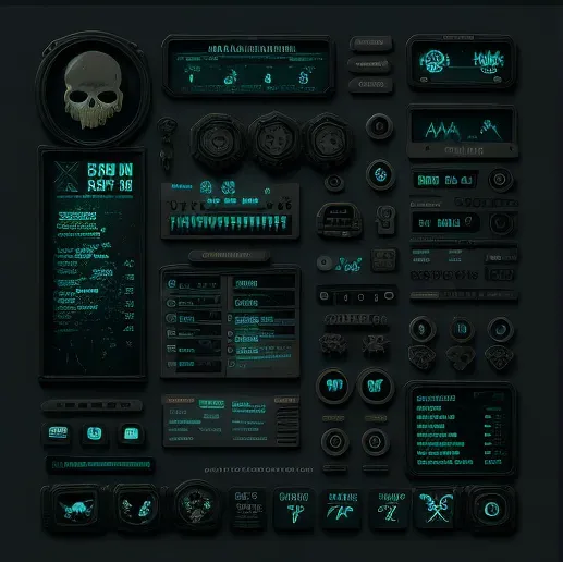 Video Game UI Sprite Sheets Midjourney Prompt | PromptBase