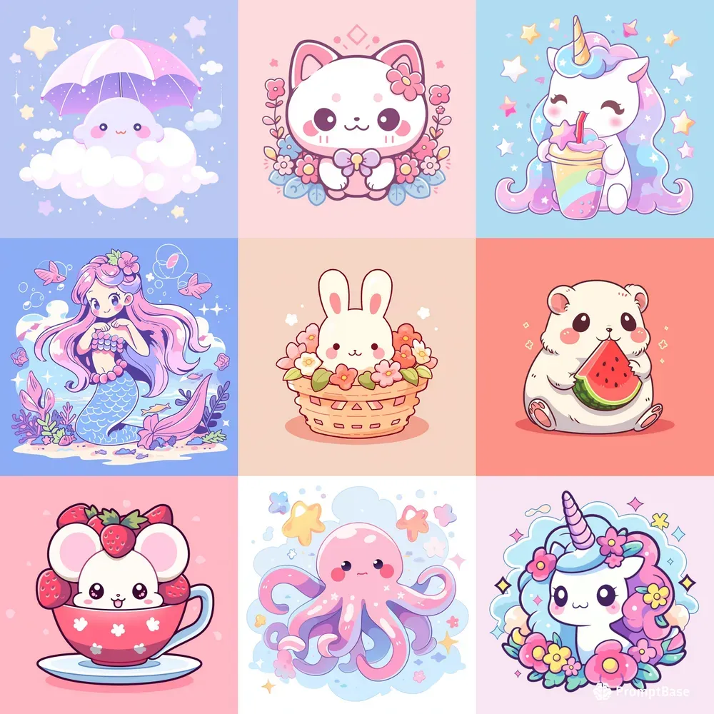 Super Cute Japanese Kawaii Illustrations Midjourney Prompt | PromptBase