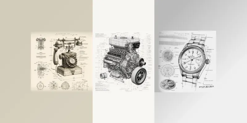 Technical Drawings And Labels Midjourney Prompt | PromptBase