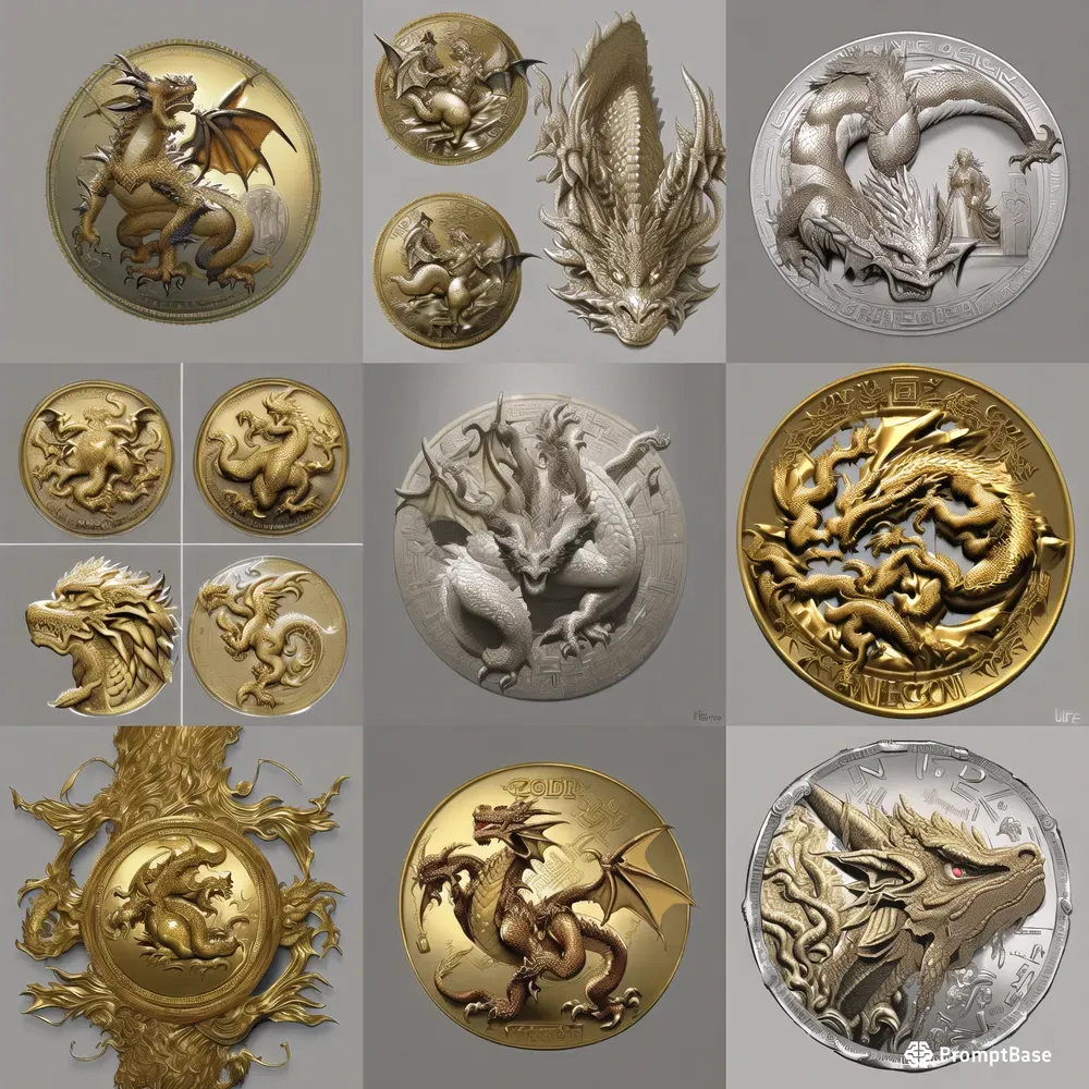 Super Detail Dragon Gold Coins Stable Diffusion Prompt | PromptBase