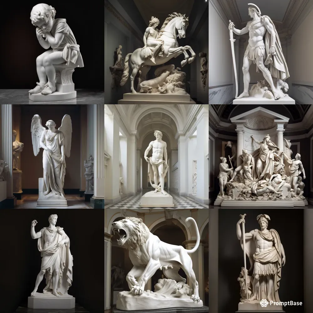 Neoclassical Sculptures Midjourney Prompt | PromptBase