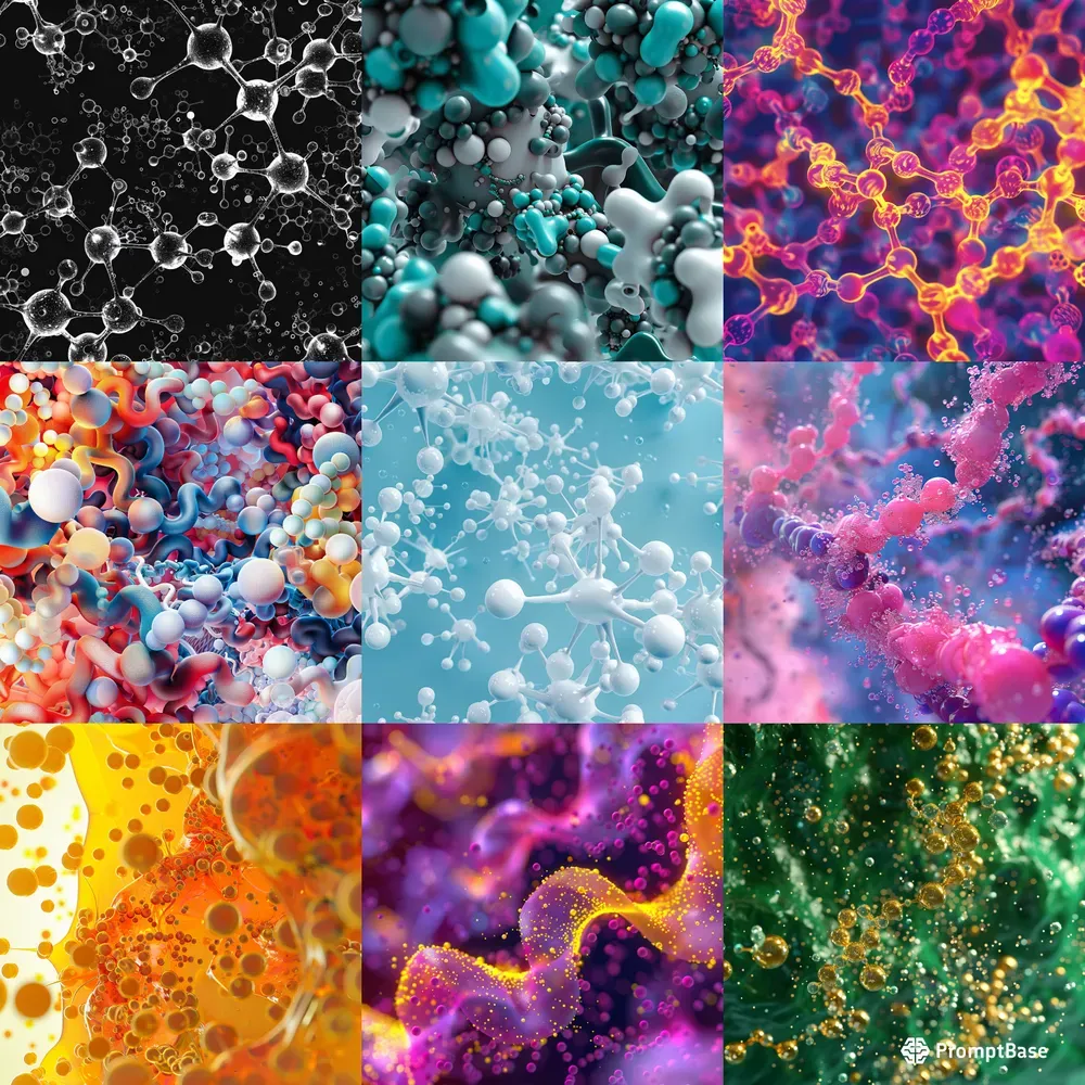 Molecules Inspired Patterns In Colors Midjourney Prompt | PromptBase