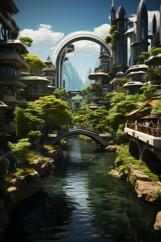 Natural Cities Of The Futures Midjourney Prompt | PromptBase