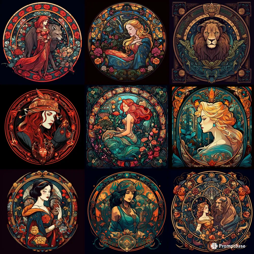 Beautiful Disney Characters Artworks Midjourney Prompt | PromptBase