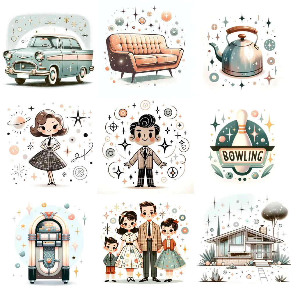 Midcentury Illustrations DALL·E Prompt | PromptBase